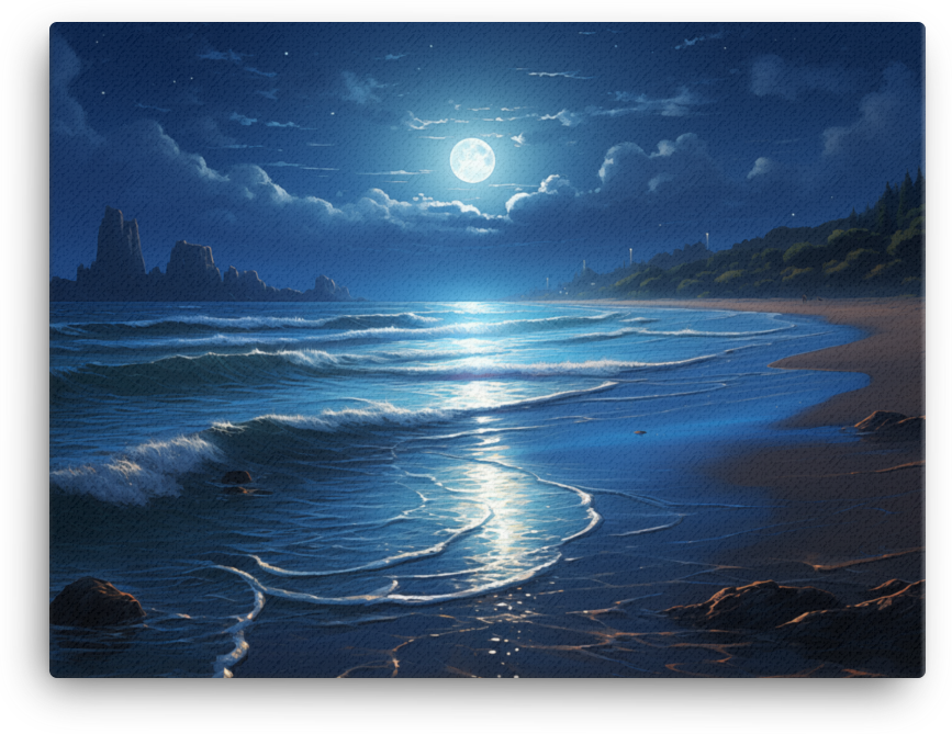 Moonlit Coastal Shores Canvas wall art - Visual Funky