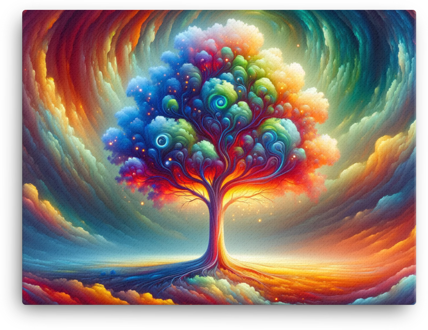 Spectrum Tree at Celestial Twilight Canvas - Visual Funky