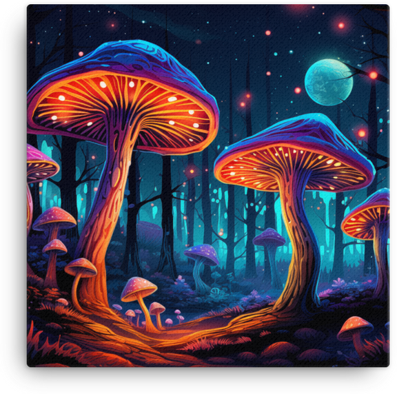 Starry Night Mushroom Grove Canvas - Visual Funky
