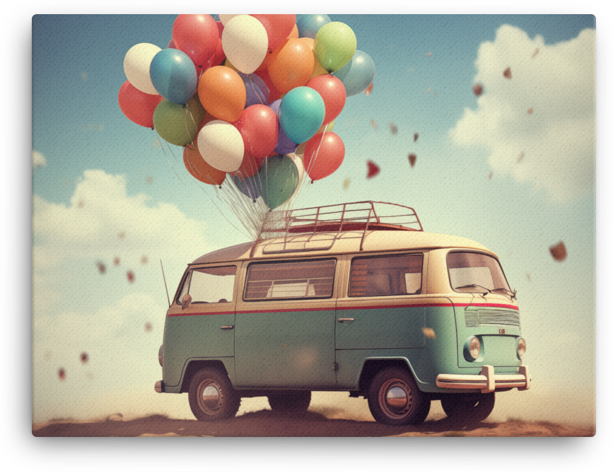 Vintage Van with Balloons Canvas - Visual Funky